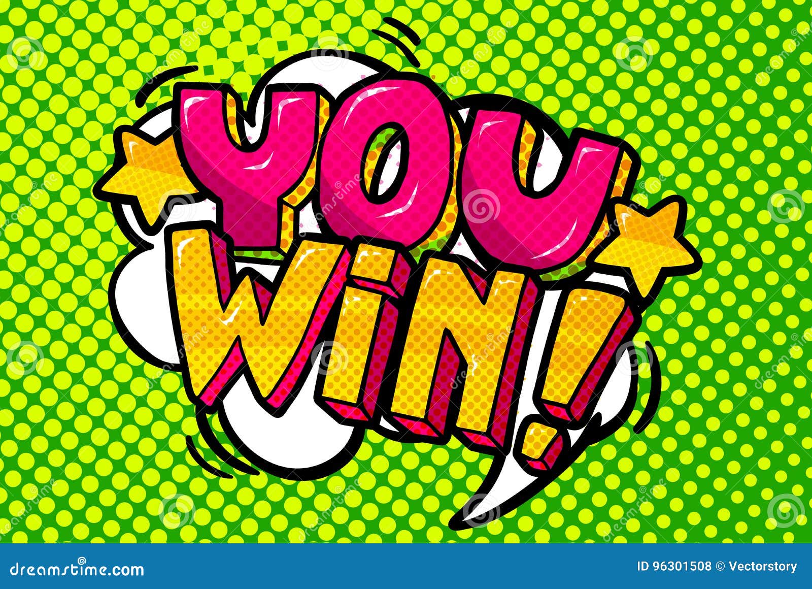 You Win Message in Pop Art Style Stock Vector - Illustration of banner ...