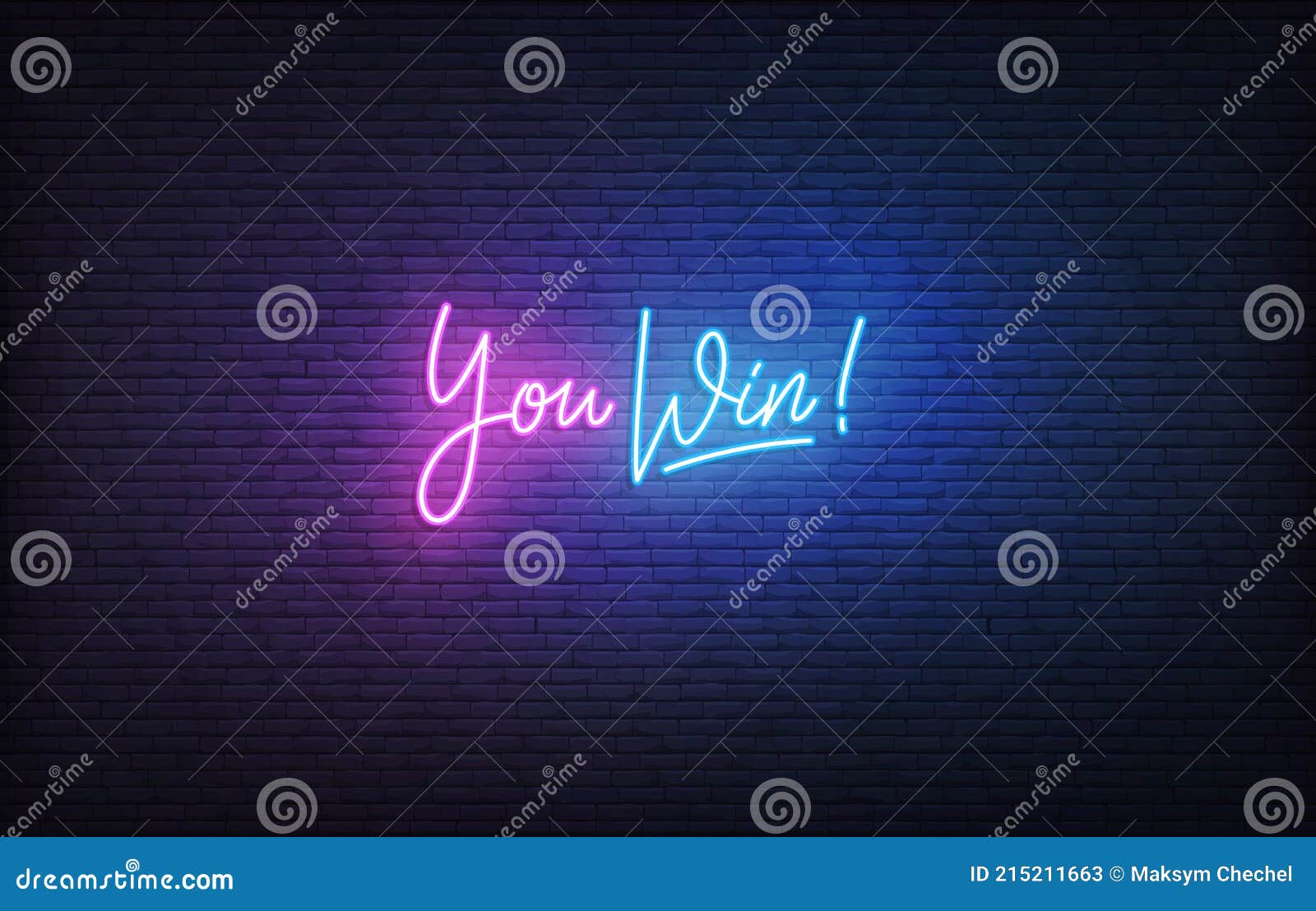 You Win Neon Sign. Glowing Neon Lettering You Win Template Stock Vector ...