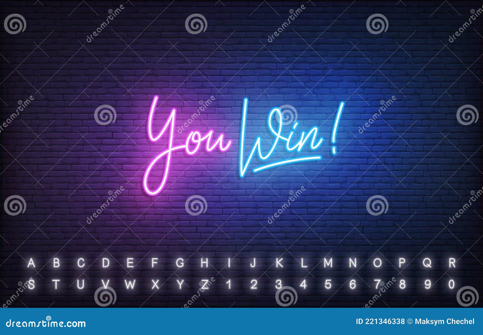 You Win Neon Template. Glowing Neon Lettering You Win Sign Stock Vector ...