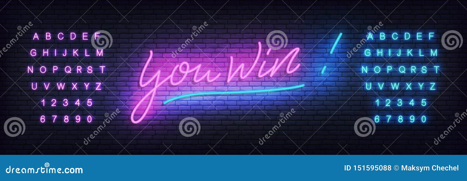 You Win Neon Template. Lettering Neon Design You Win for Celebration ...