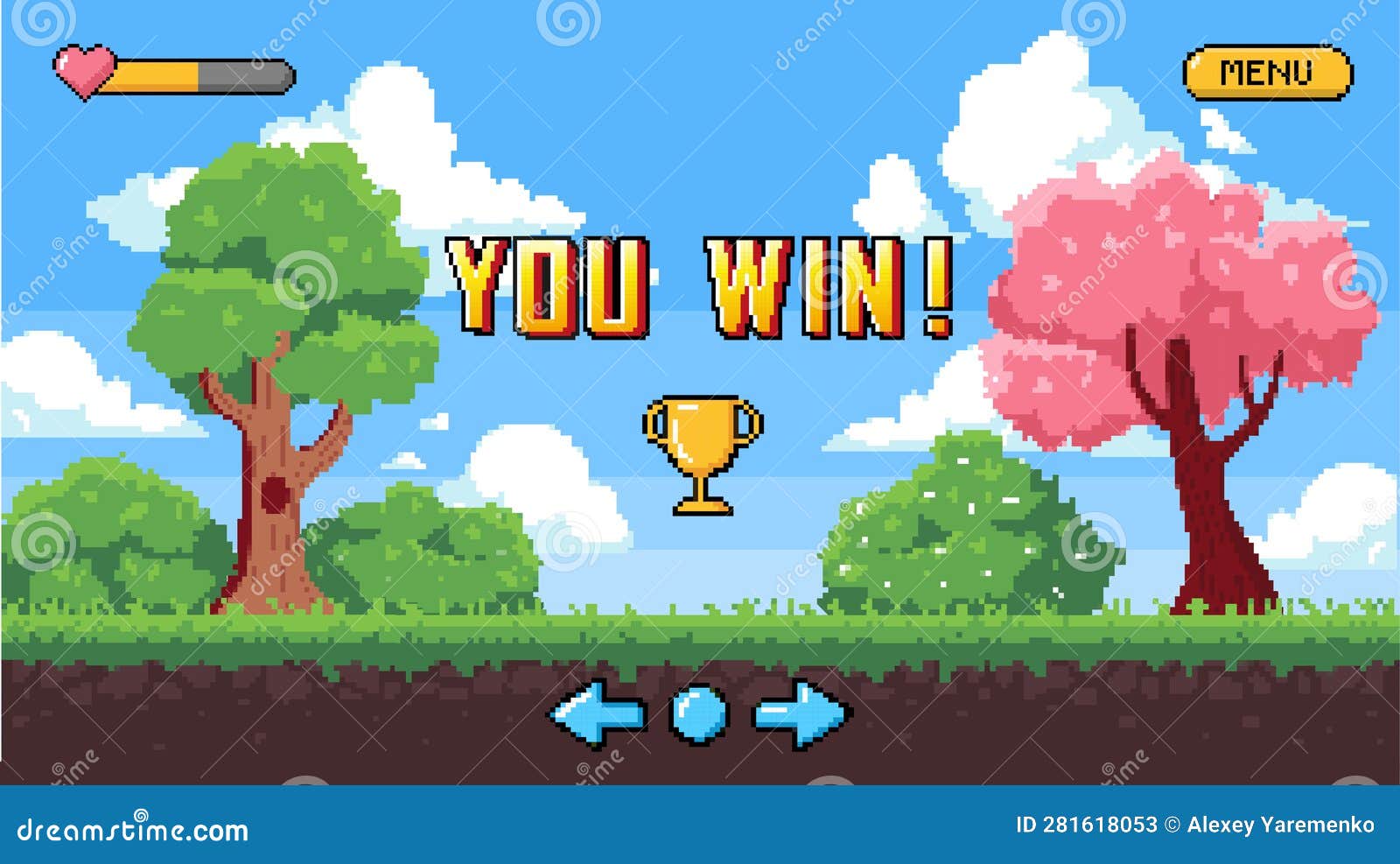 You Win Pixel Game Background Stock Vector - Illustration of pixelart ...