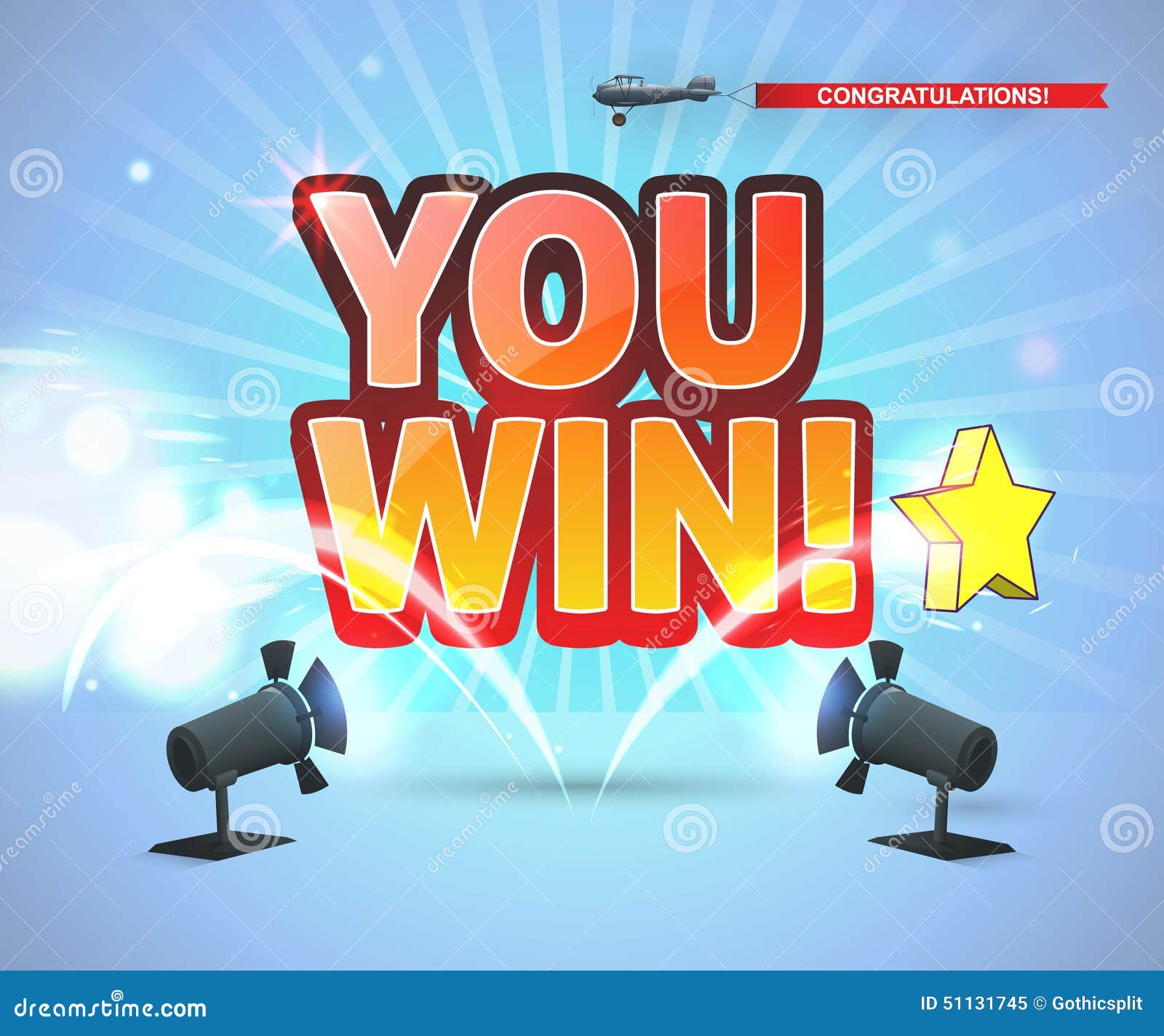You Win! stock vector. Illustration of colorful, airplane - 51131745