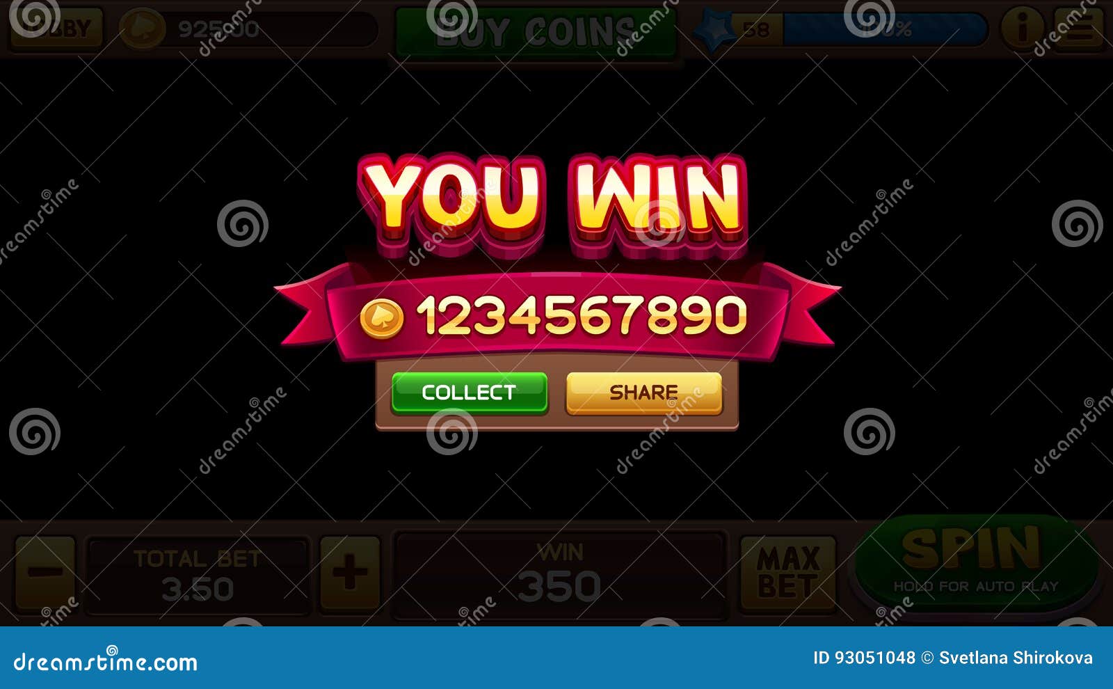 You win screen for game stock vector. Illustration of champion - 93051048