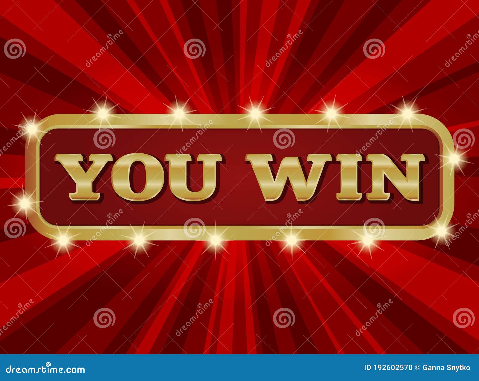 You Win Signpost with Lights Frame on Red Background. You Win Banner ...