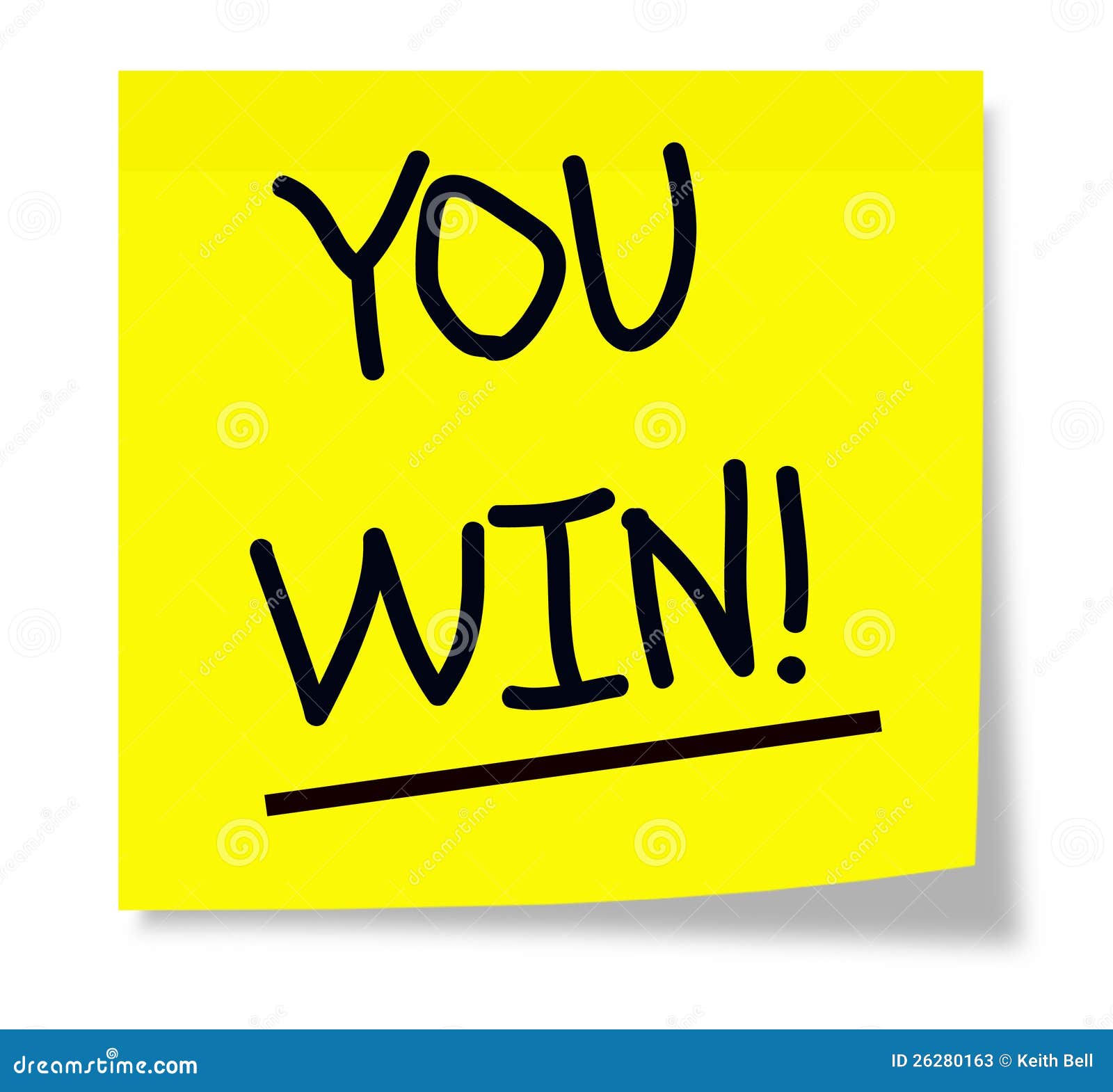 You Win! Sticky Note stock illustration. Illustration of paper - 26280163
