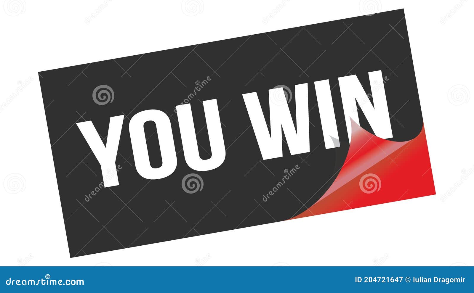 YOU WIN Text on Black Red Sticker Stamp Stock Illustration ...