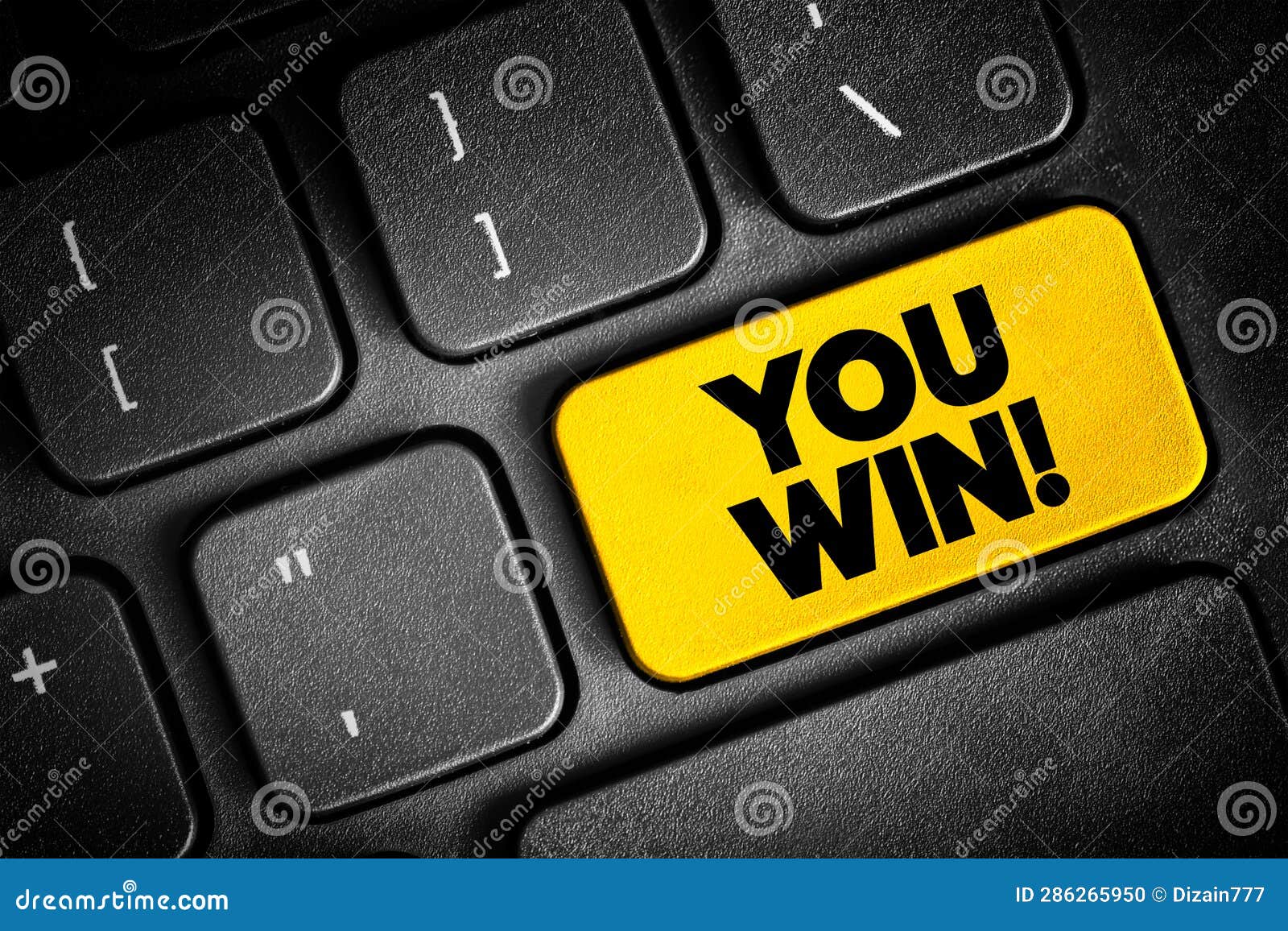 YOU WIN! Text Concept Button on Keyboard for Presentations and Reports ...