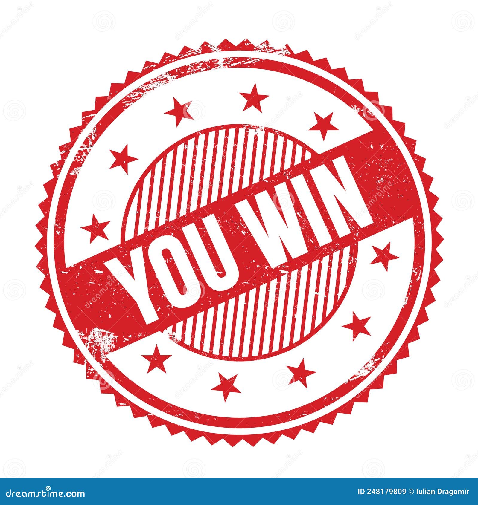 YOU WIN Text Written on Red Grungy Round Stamp Stock Illustration ...