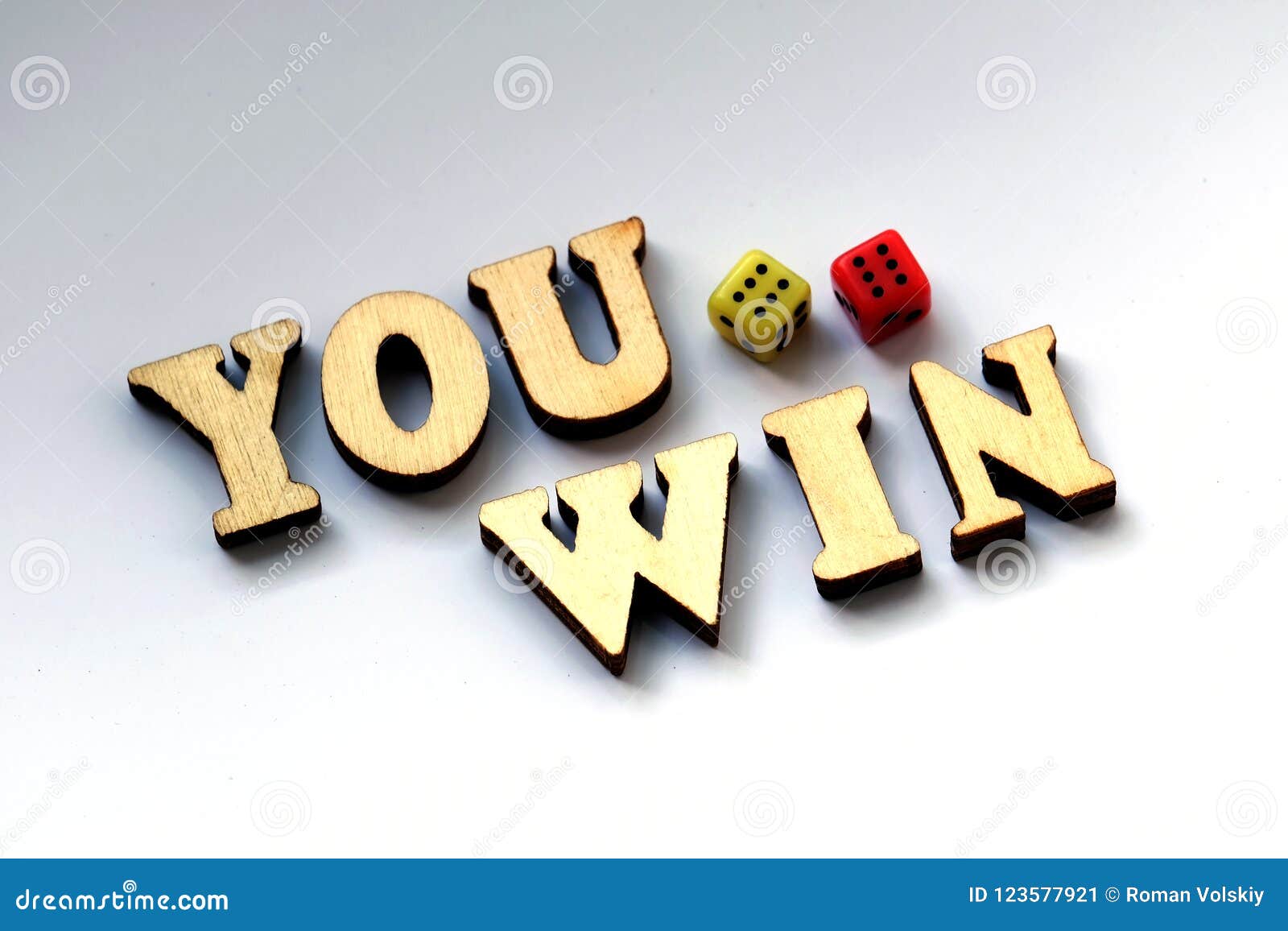 You Win. Wooden Letters and Dice on a White Background. Stock Image ...
