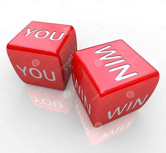 You Win - Words on Red Dice Stock Illustration - Illustration of ...