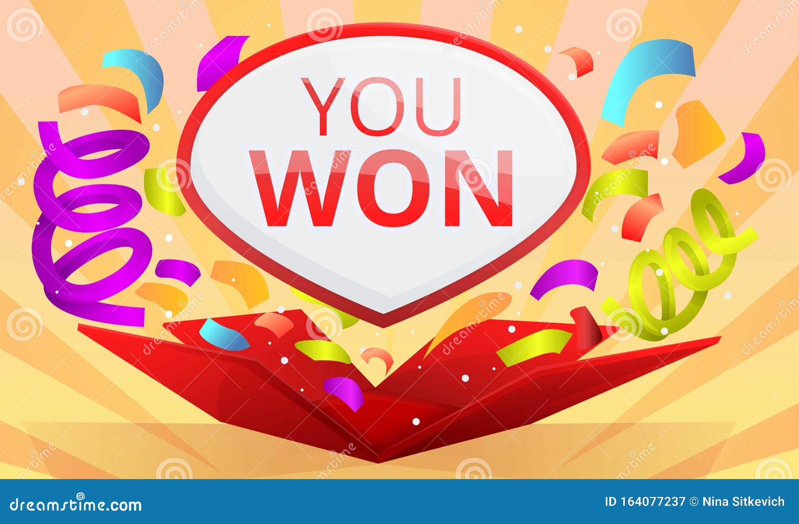 You Won Contest Concept Banner, Cartoon Style Stock Vector ...
