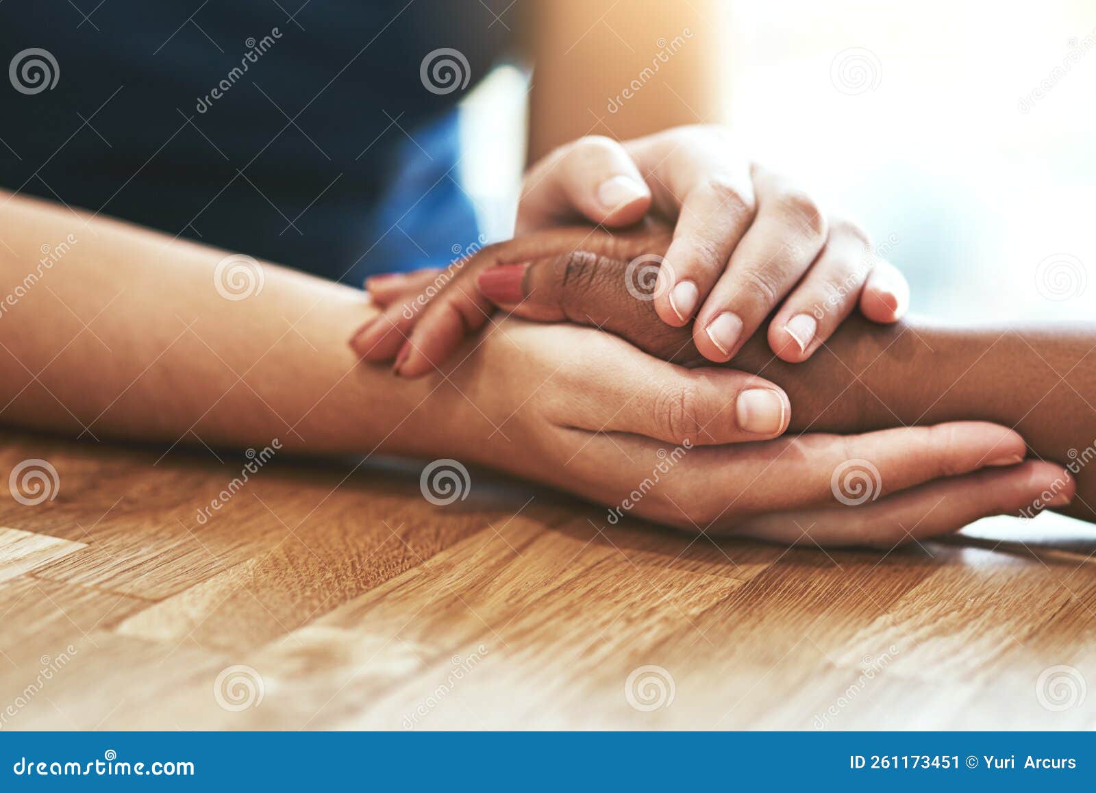 Youll Never Be Alone. Two People Holding Hands in Comfort. Stock Image ...