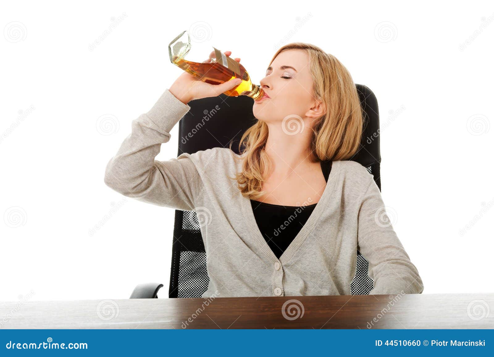Yound Woman in Depression, Drinking Alcohol Stock Photo - Image of ...