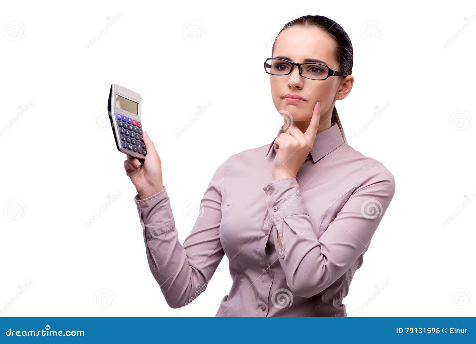 The Young Accountant with Calculator Isolated on White Stock Photo ...