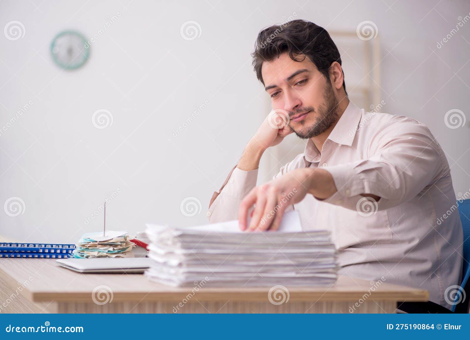 Young Male Accountant Working in the Office Stock Photo - Image of ...