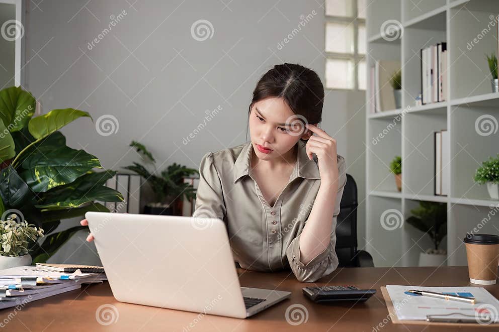 Young Accountant Stressed Over Work Problem in Modern Office with ...