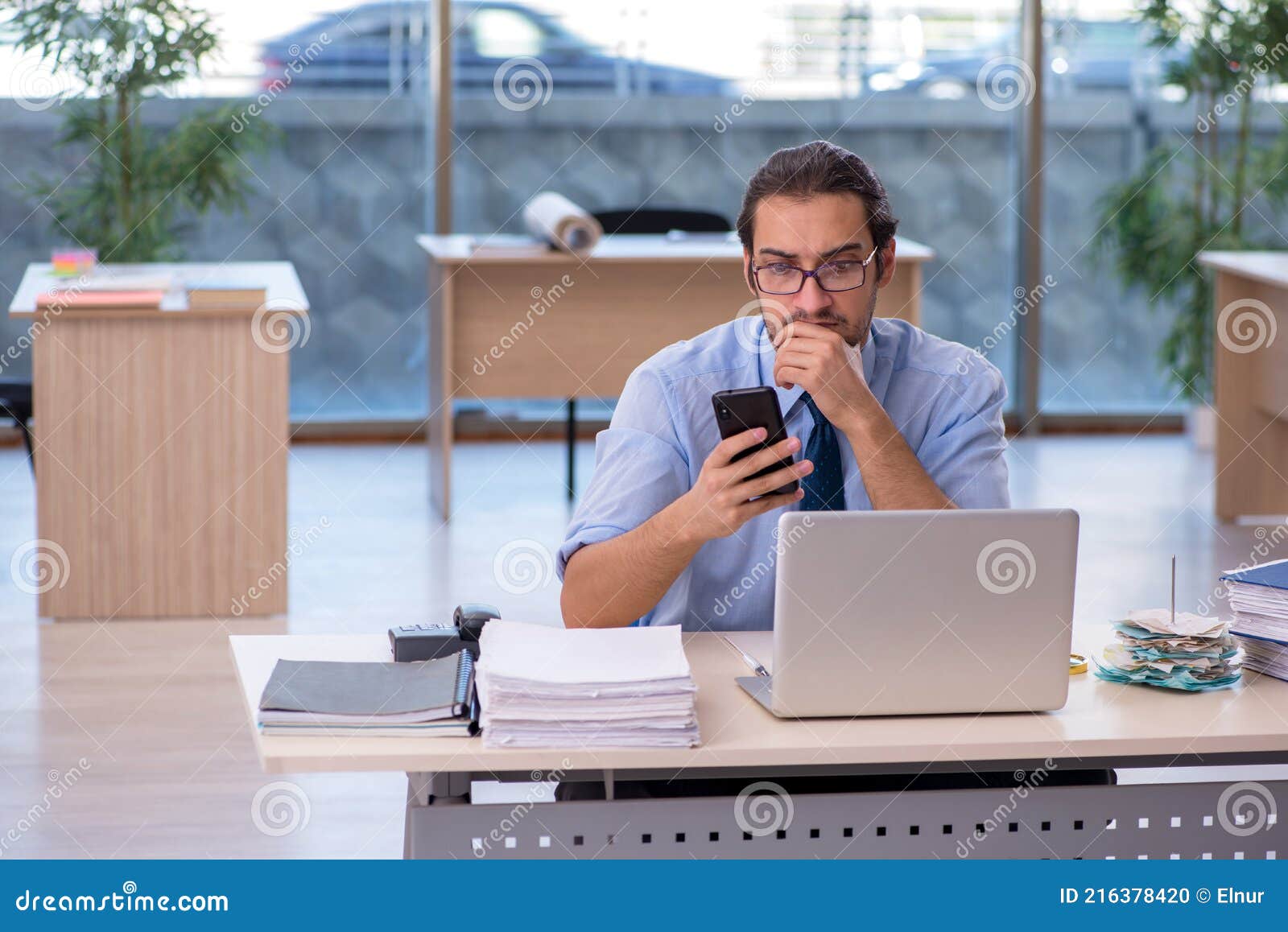 Young Male Accountant Working in the Office Stock Photo - Image of ...