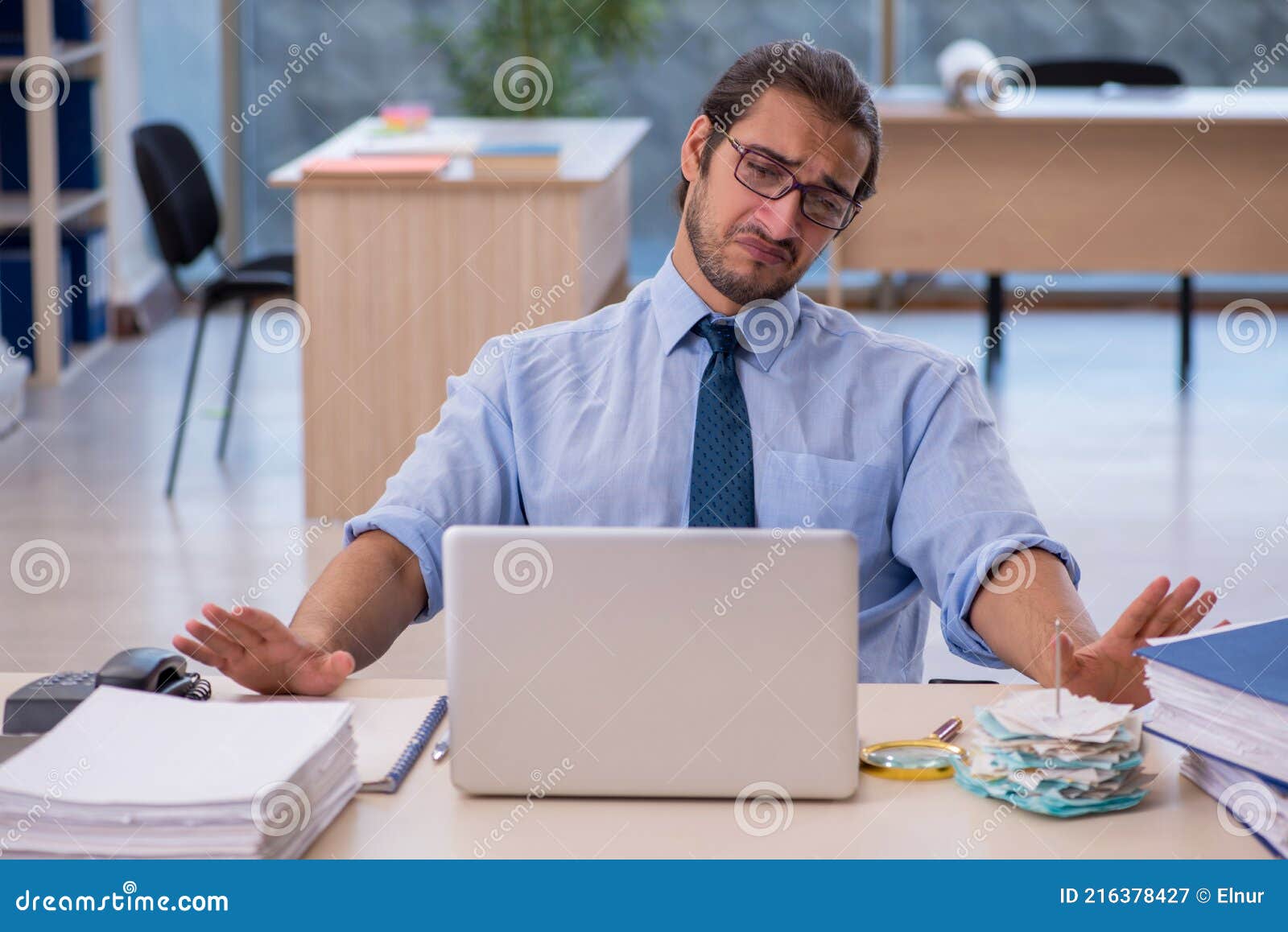 Young Male Accountant Working in the Office Stock Image - Image of ...