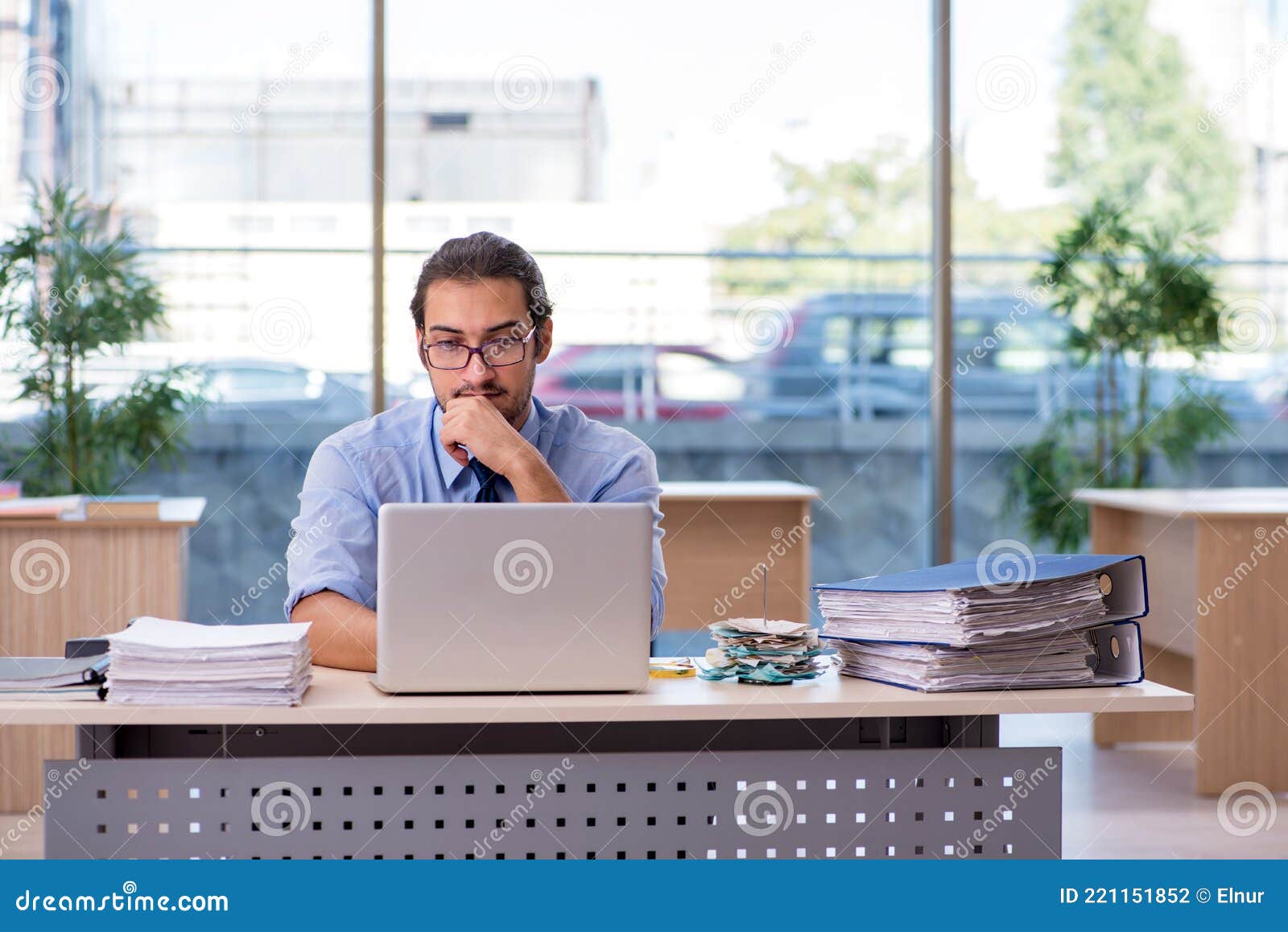 Young Male Accountant Working in the Office Stock Photo - Image of ...