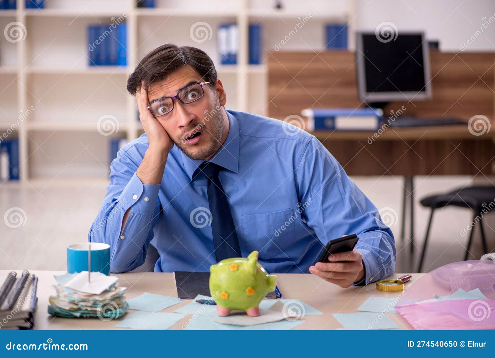 Young Male Accountant Working in the Office Stock Photo - Image of ...