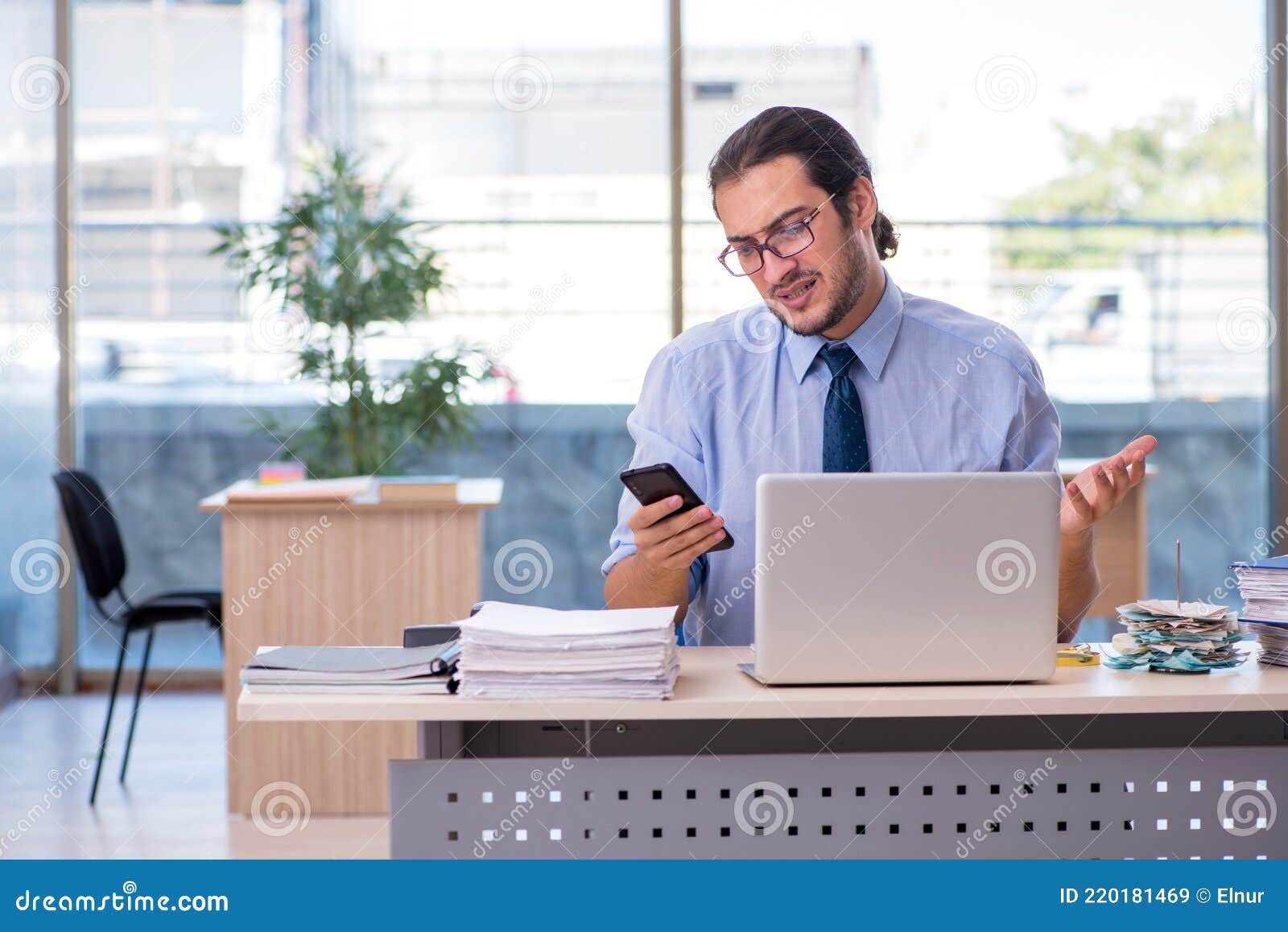 Young Male Accountant Working in the Office Stock Image - Image of ...