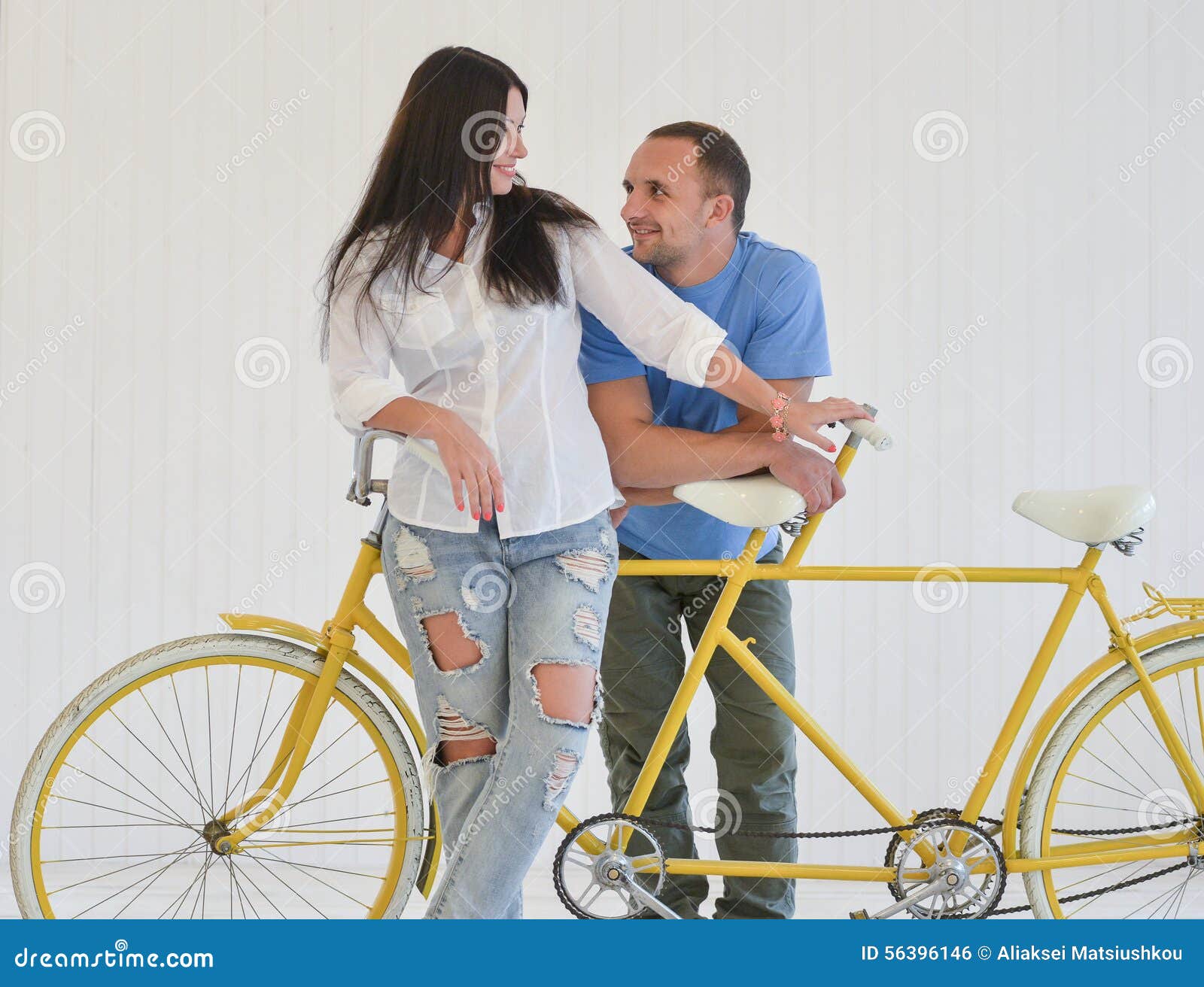Young Active Couple Doing Sports. Isolated on White Stock Photo - Image ...