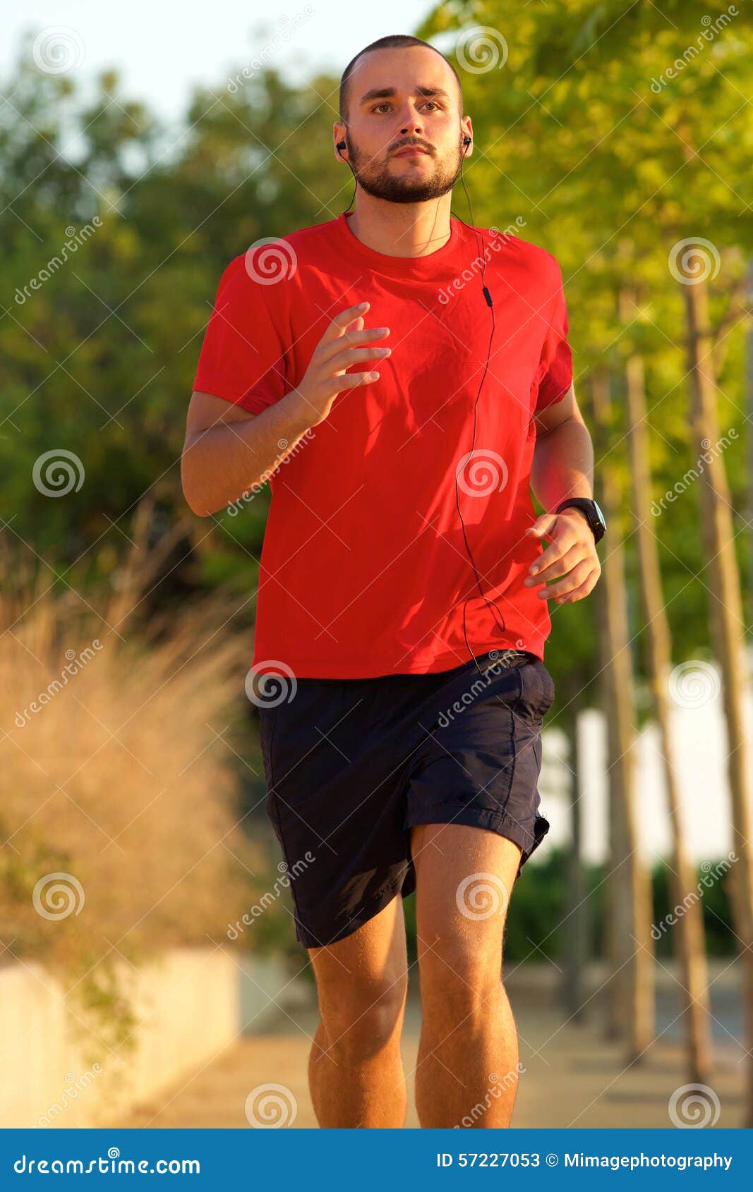Young Active Man Jogging Outdoors Stock Image - Image of road, body ...