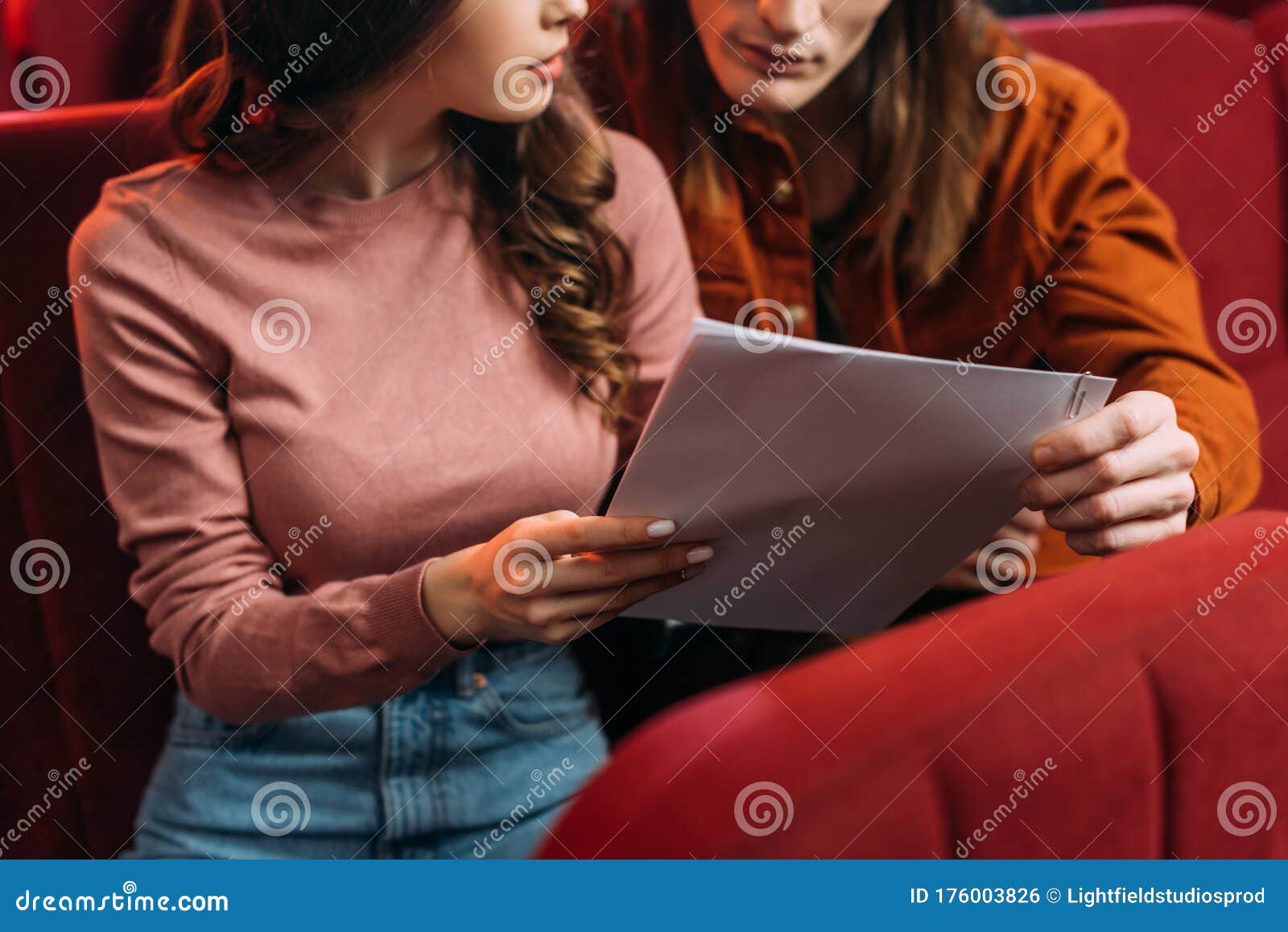 Young Actor and Actress Reading Screenplay Stock Photo - Image of ...