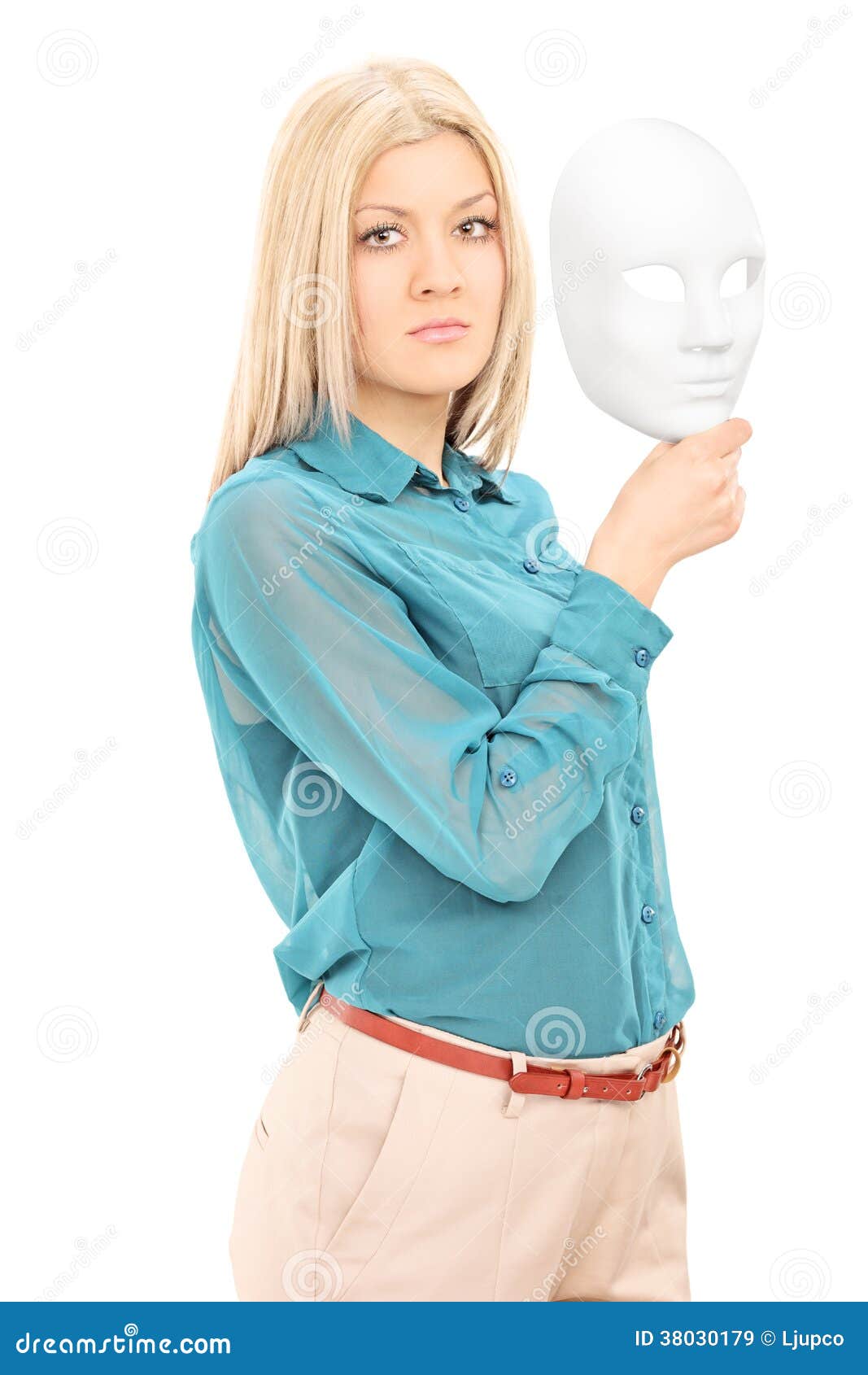 Young Actress Holding a Theater Mask Stock Image - Image of blond ...