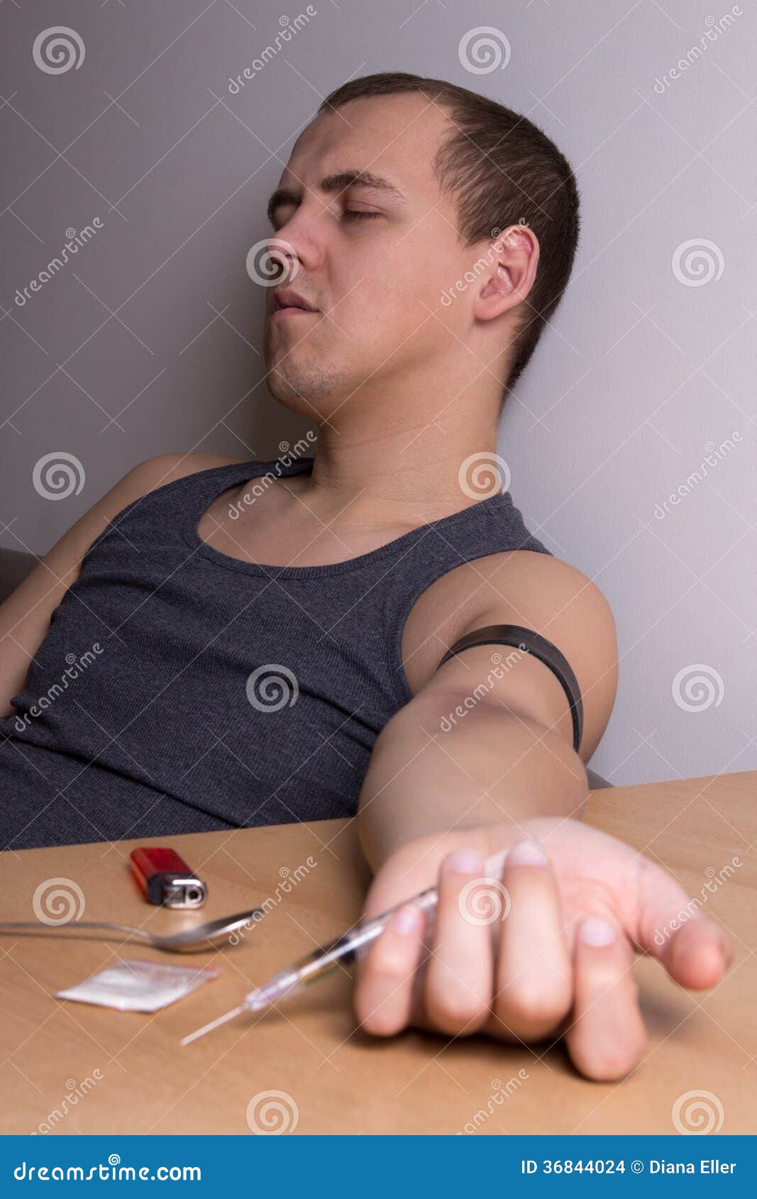 Young Addict with Drugs on the Table Stock Photo - Image of addicted ...