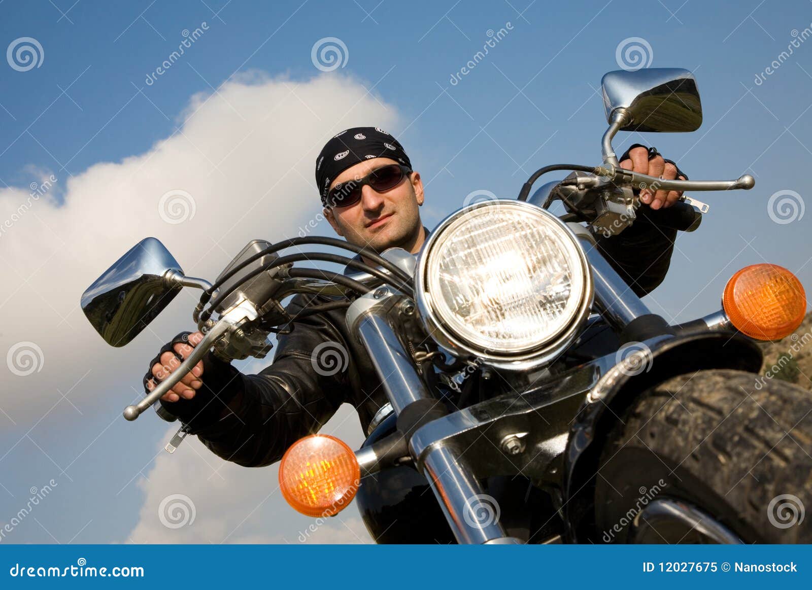 Young Adult Biker Riding a Chopper Motorcycle Stock Image - Image of ...