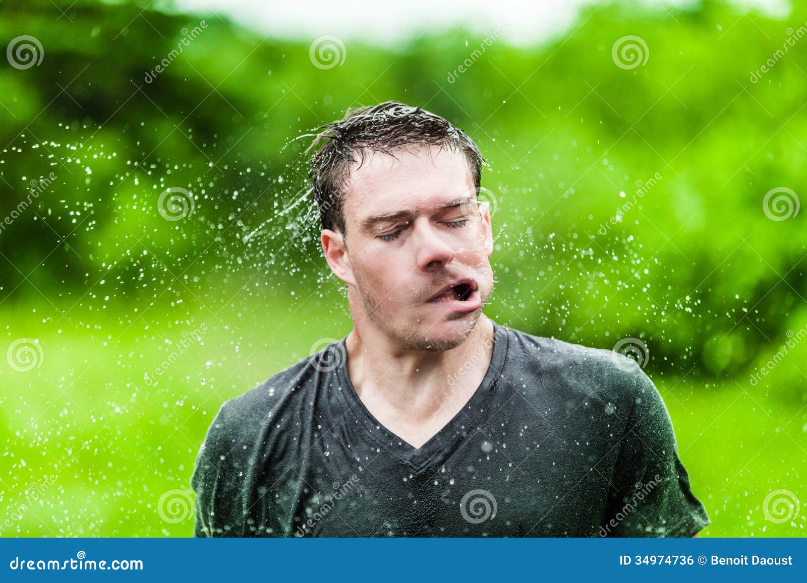 Young Adult Completely Drenched Shaking His Head Stock Photo - Image of ...