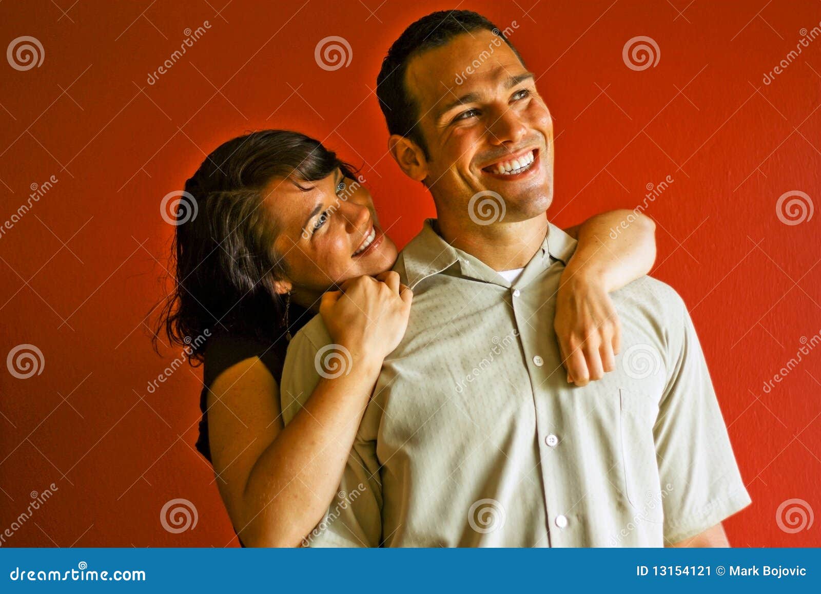 Young Adult Couple Hugging Smiling Stock Image - Image of married ...