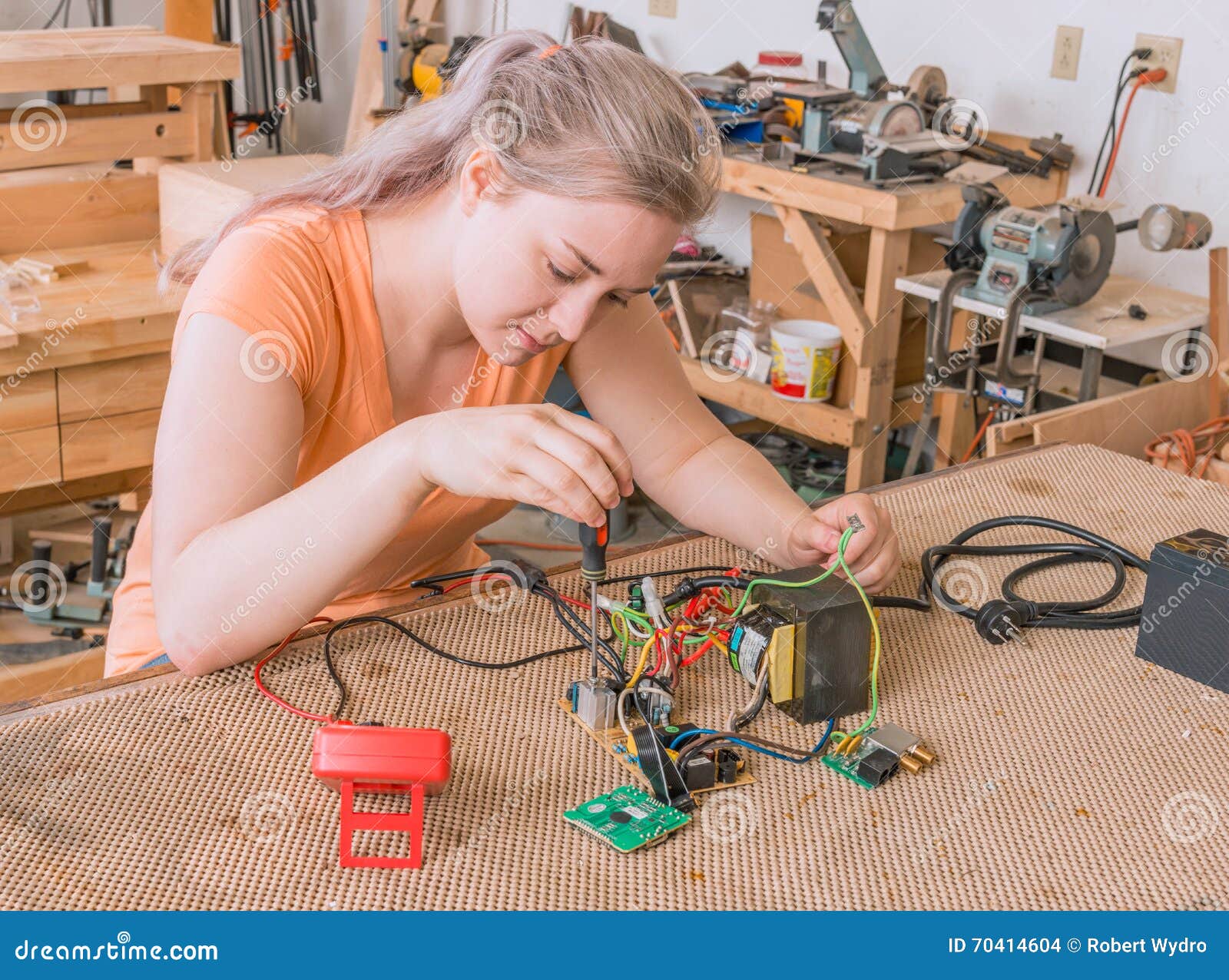 Young Adult Female Working on Assembling Circuit Components Stock Photo ...
