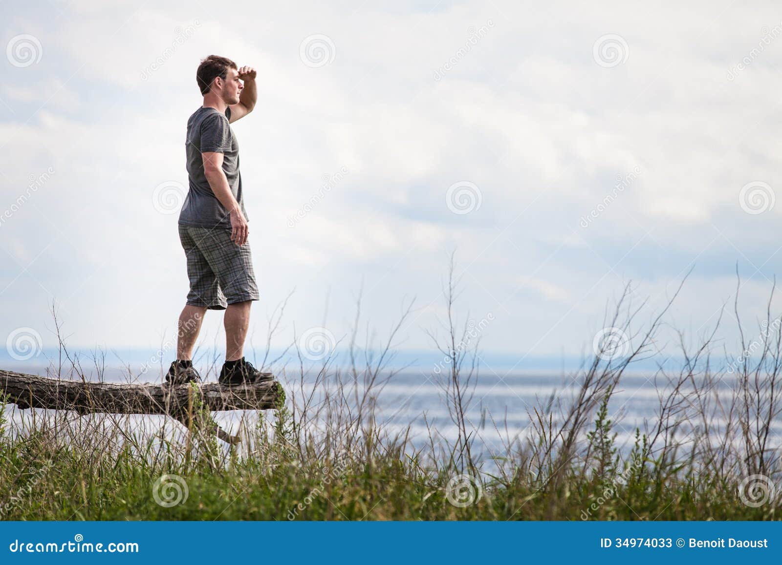 Young Adult in Nature Looking at the View Stock Image - Image of ...