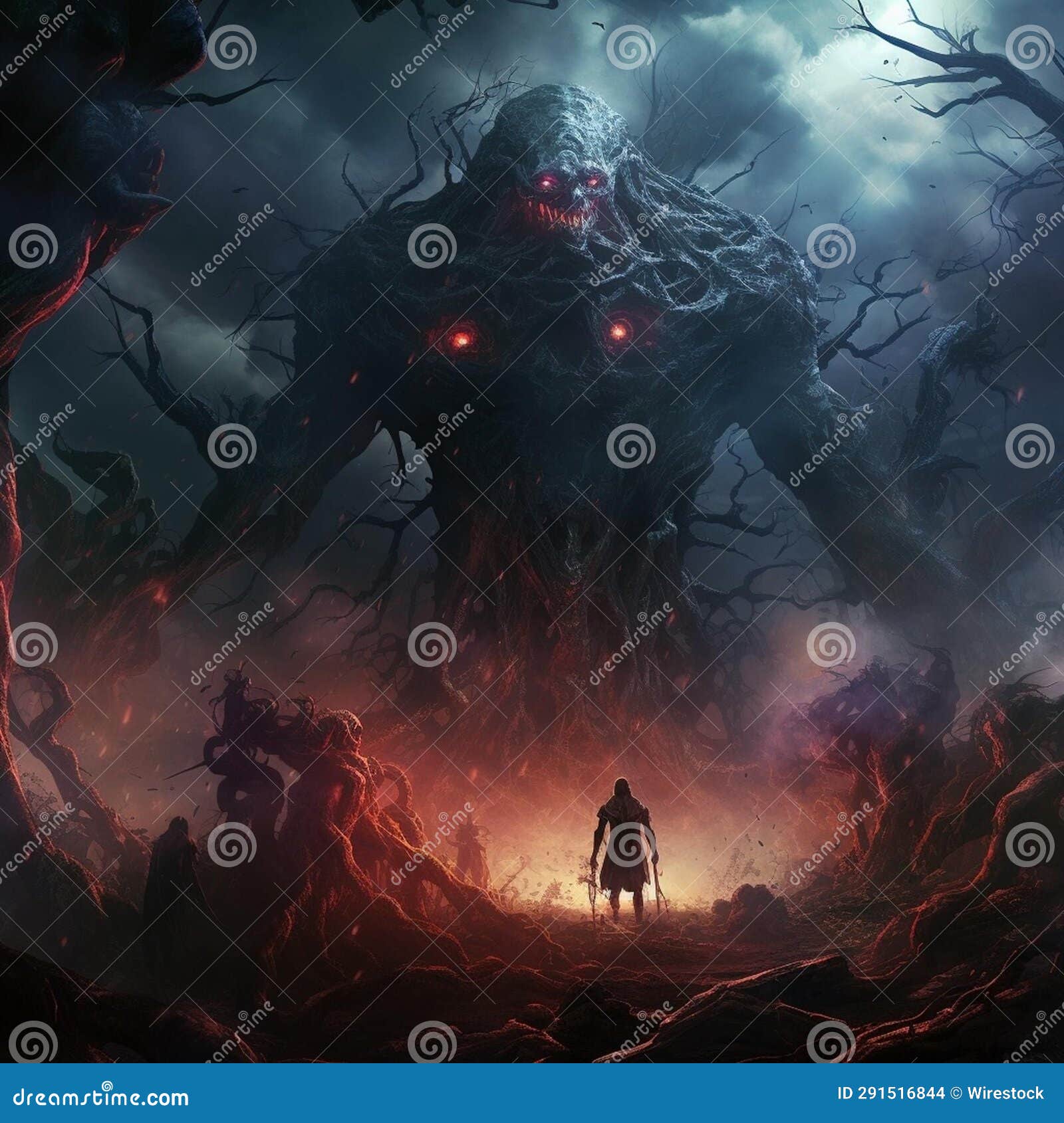 Young Adult Person Standing in a Dramatic Pose with a Large Mythical ...