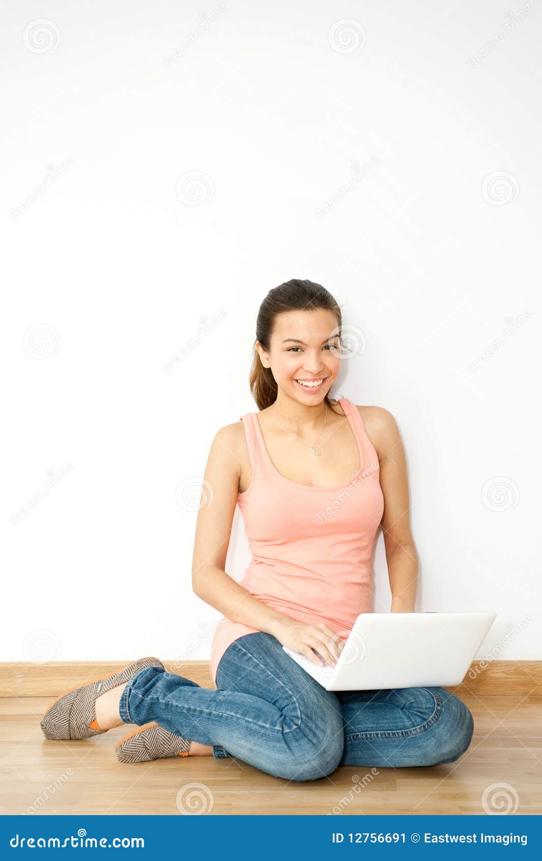 Young Adult Using Laptop stock image. Image of woman - 12756691