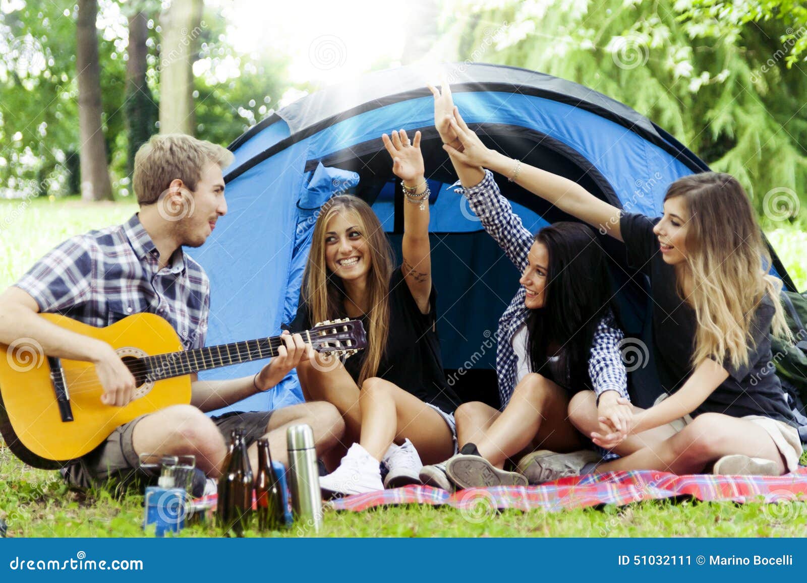 Young Adults Have Fun with Guitar Stock Image - Image of plaid, leisure ...
