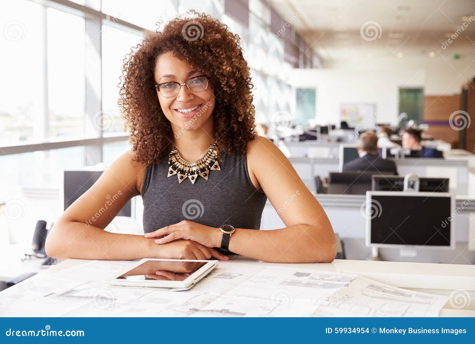 Young African American Female Architect, Looking To Camera Stock Photo ...