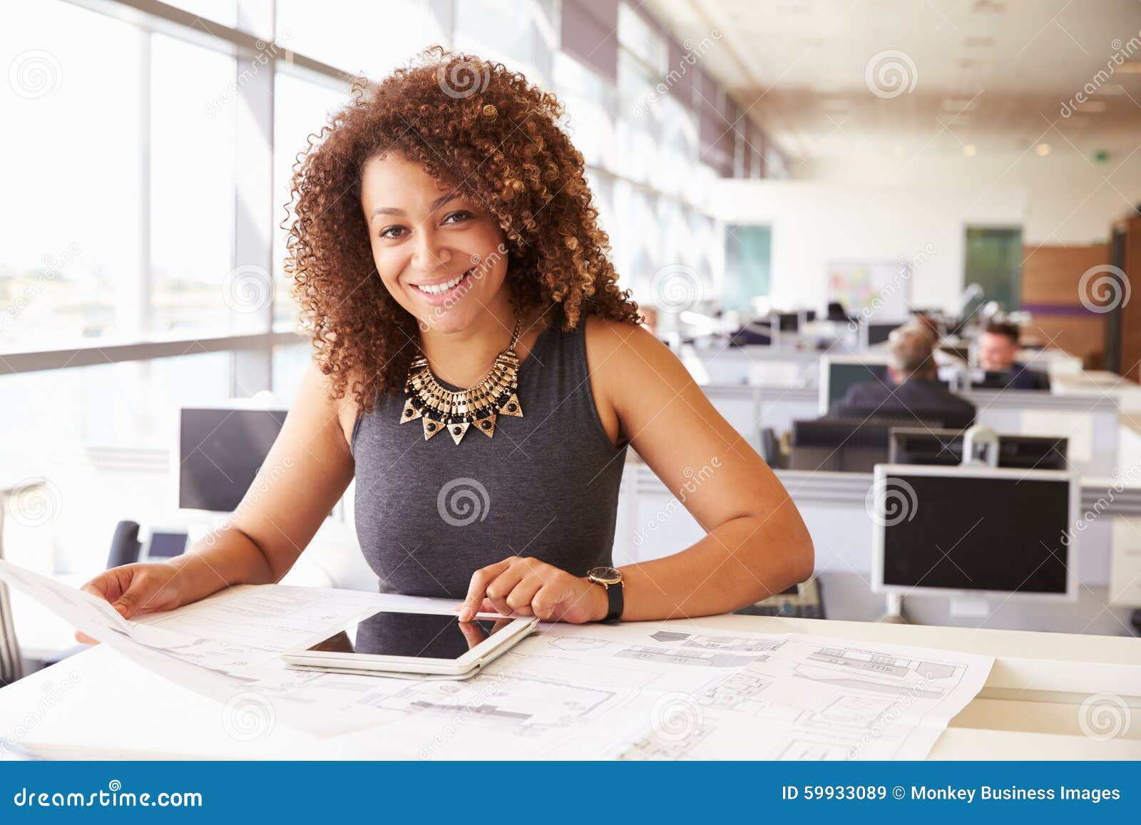 Young African American Female Architect Working in an Office Stock ... Young African American Female Architect Working in an Office Stock ...