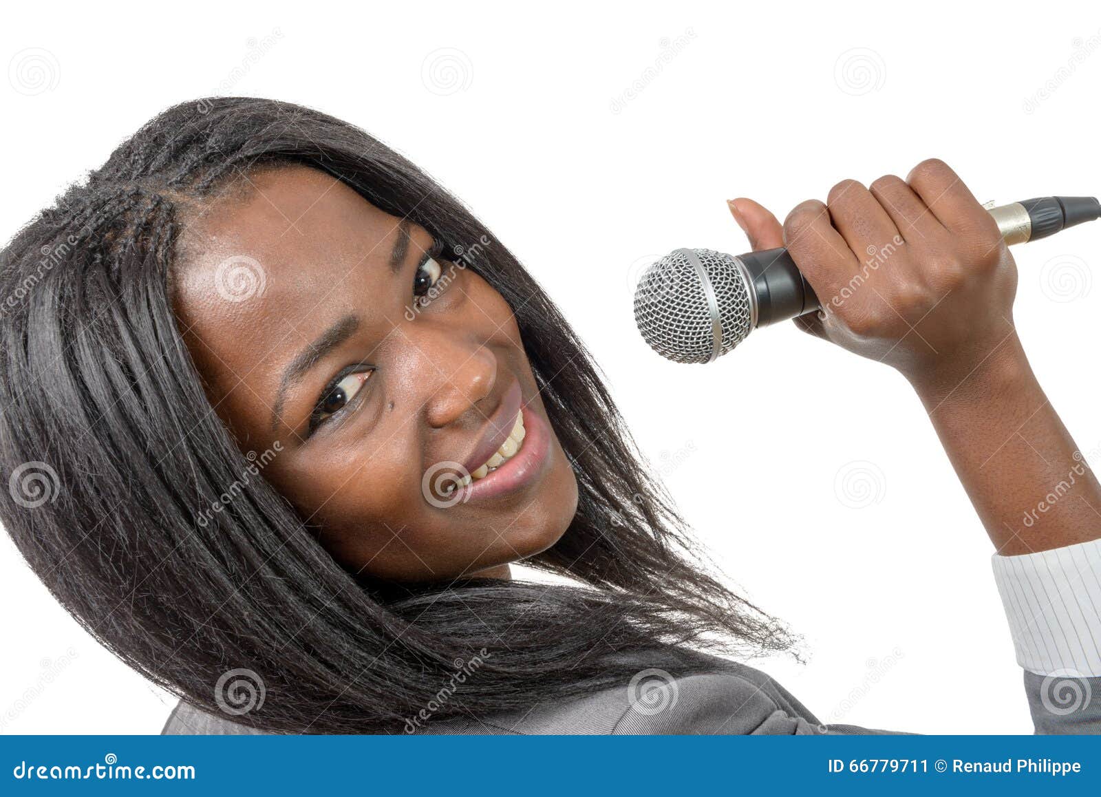 Young African American Journalist with a Microphone Stock Image - Image ...