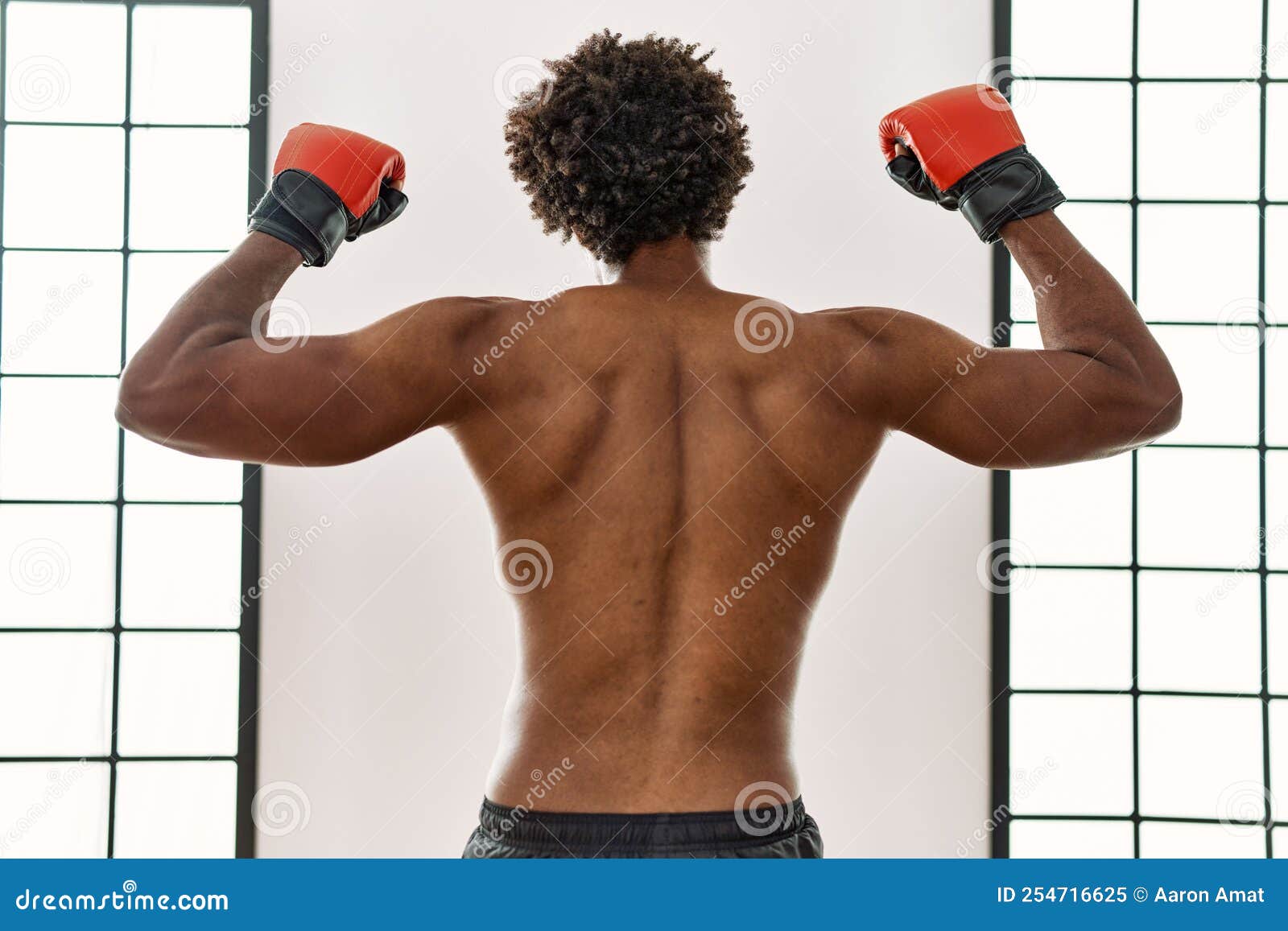 Young African American Man Boxing at Gym Stock Image - Image of workout ...