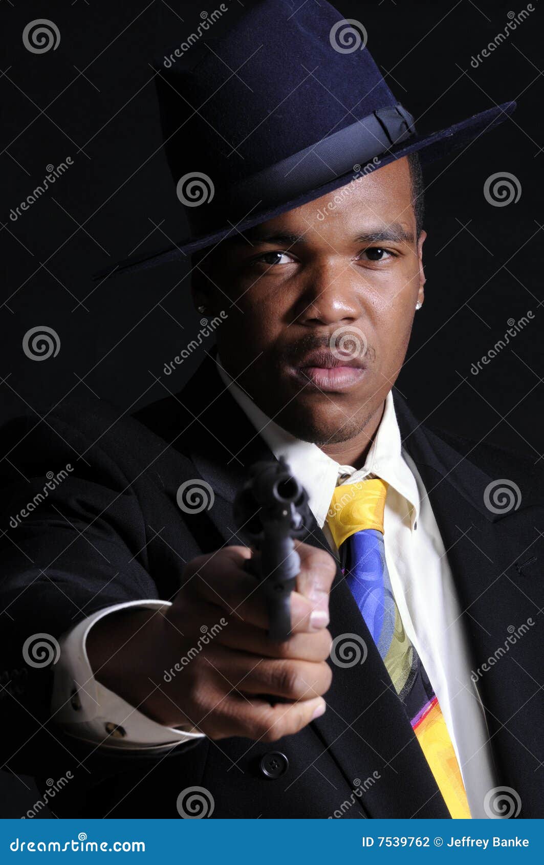 Young African American Man Pointing Gun Stock Photo - Image of african ...
