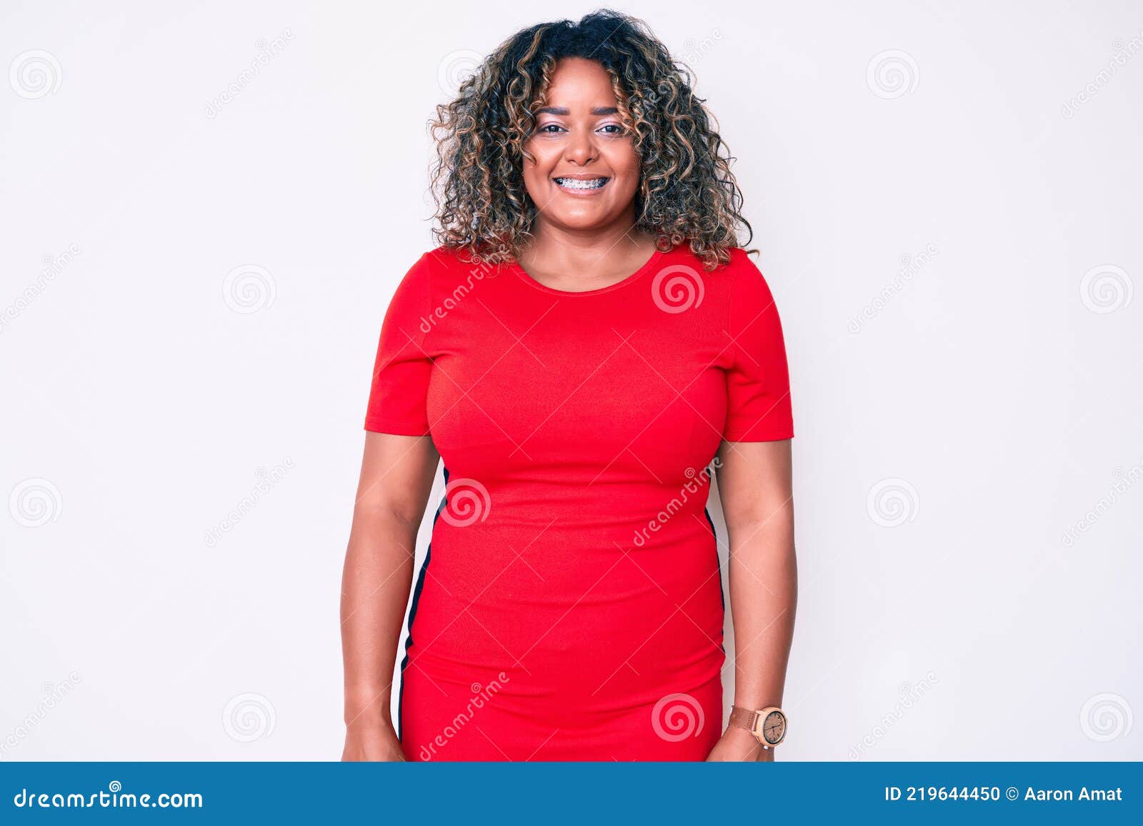 Young African American Plus Size Woman Wearing Casual Clothes With A