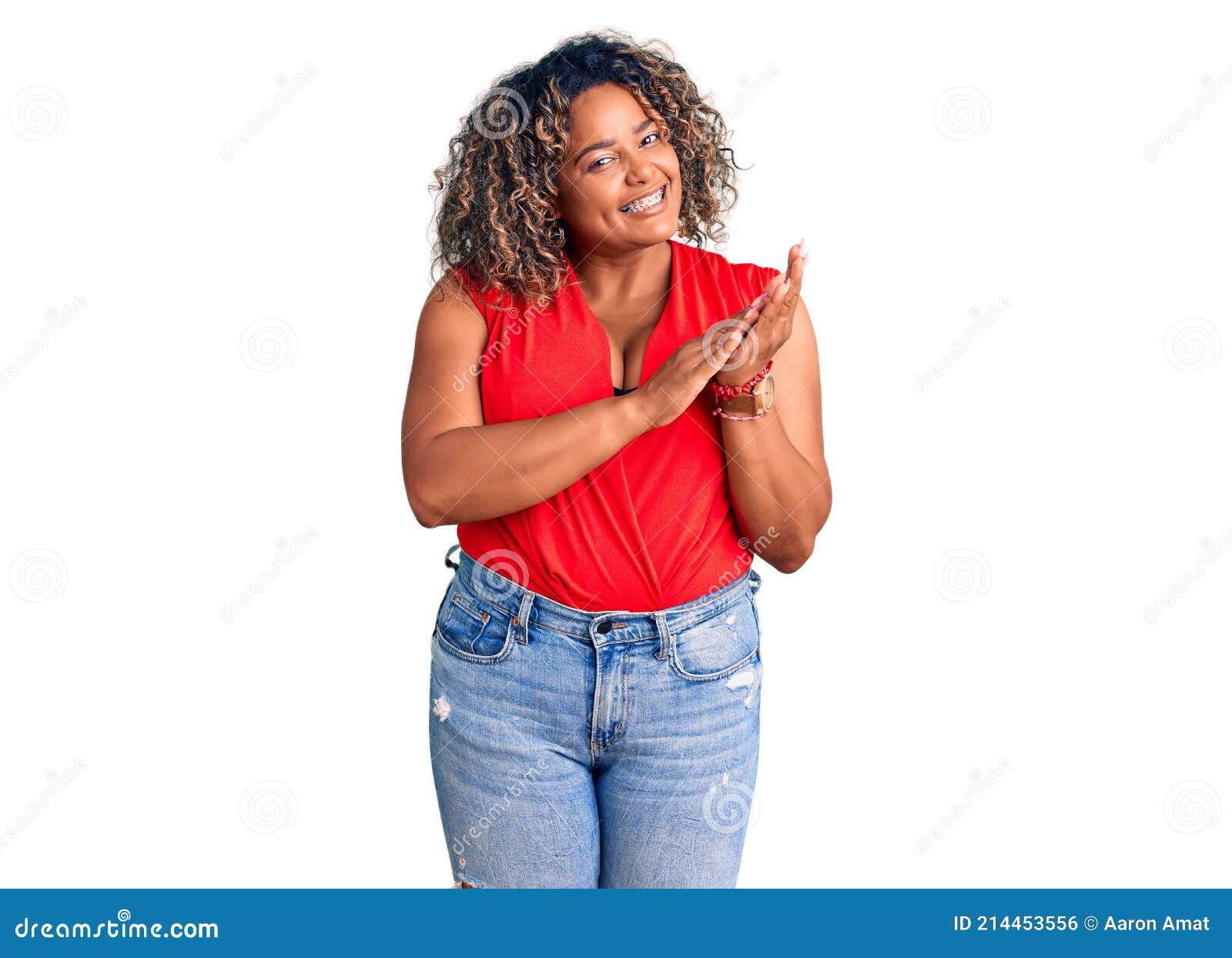 Young African American Plus Size Woman Wearing Casual Style With