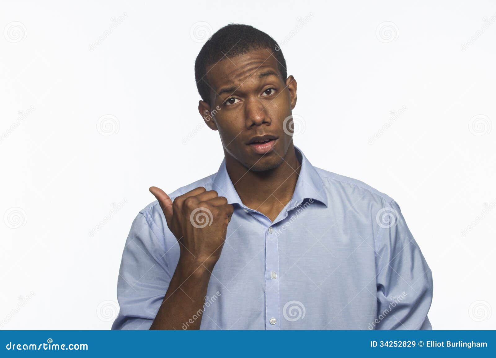 Young African American Pointing, Horizontal Stock Image - Image of ...