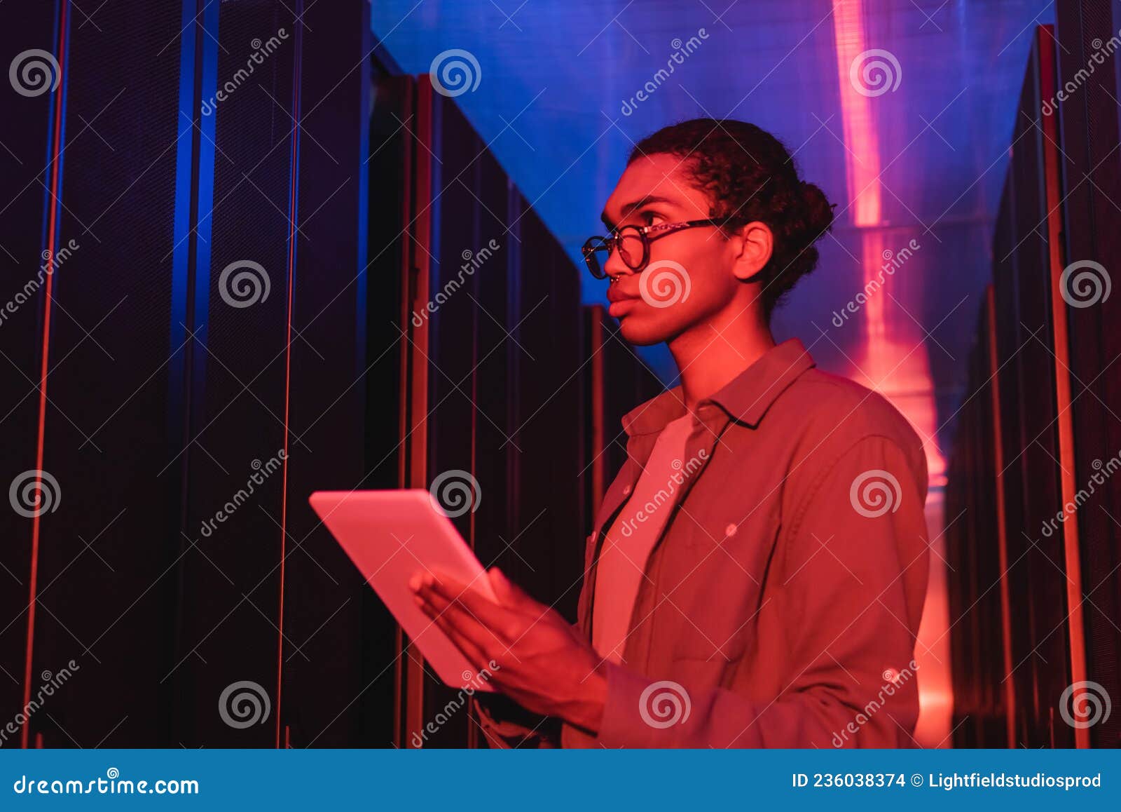 Young African American Programmer with Digital Stock Photo - Image of ...