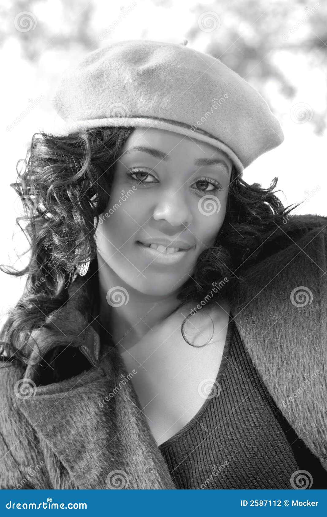 Young African-American Woman Stock Photo - Image of portrait, beret ... Young African-American Woman Stock Photo - Image of portrait, beret ...