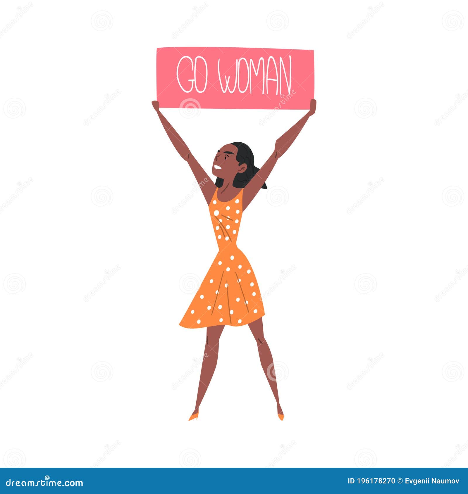 Woman Activist Protesting Holding Blank Placard Feminist Demonstration