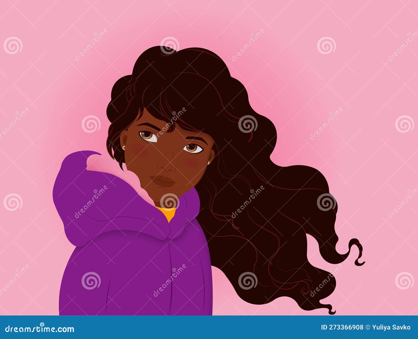 Illustration With Fashionable Young African American Woman Stock